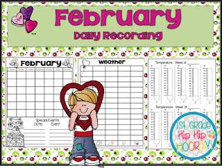 1st Grade Hip Hip Hooray!: February Daily Calendar/Weather Activities ...