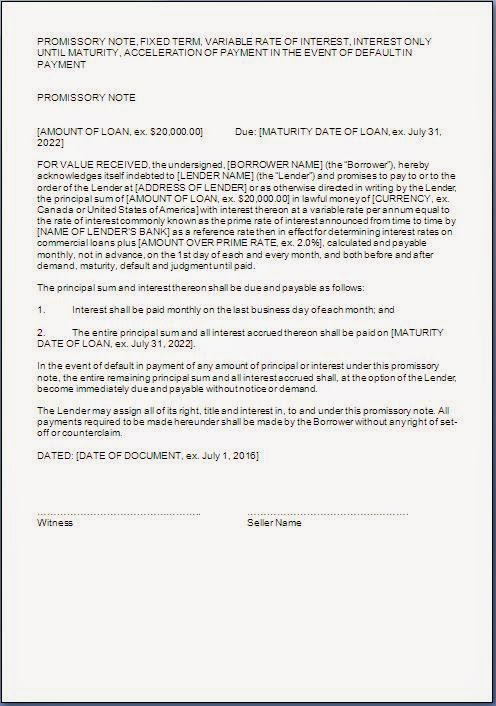 LOAN PROMISSORY NOTE FORMAT