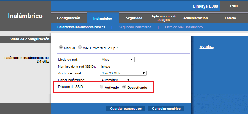 Redes inalámbricas seguras: Desactivar la difusión del SSID
