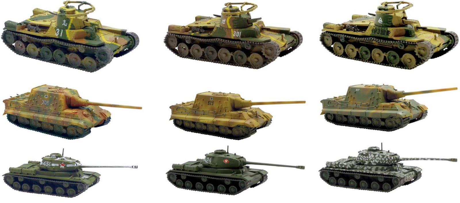 Kampfgruppe 1/144: 1/144 Battle Tank Kit Collection Vol.2 - F-Toys