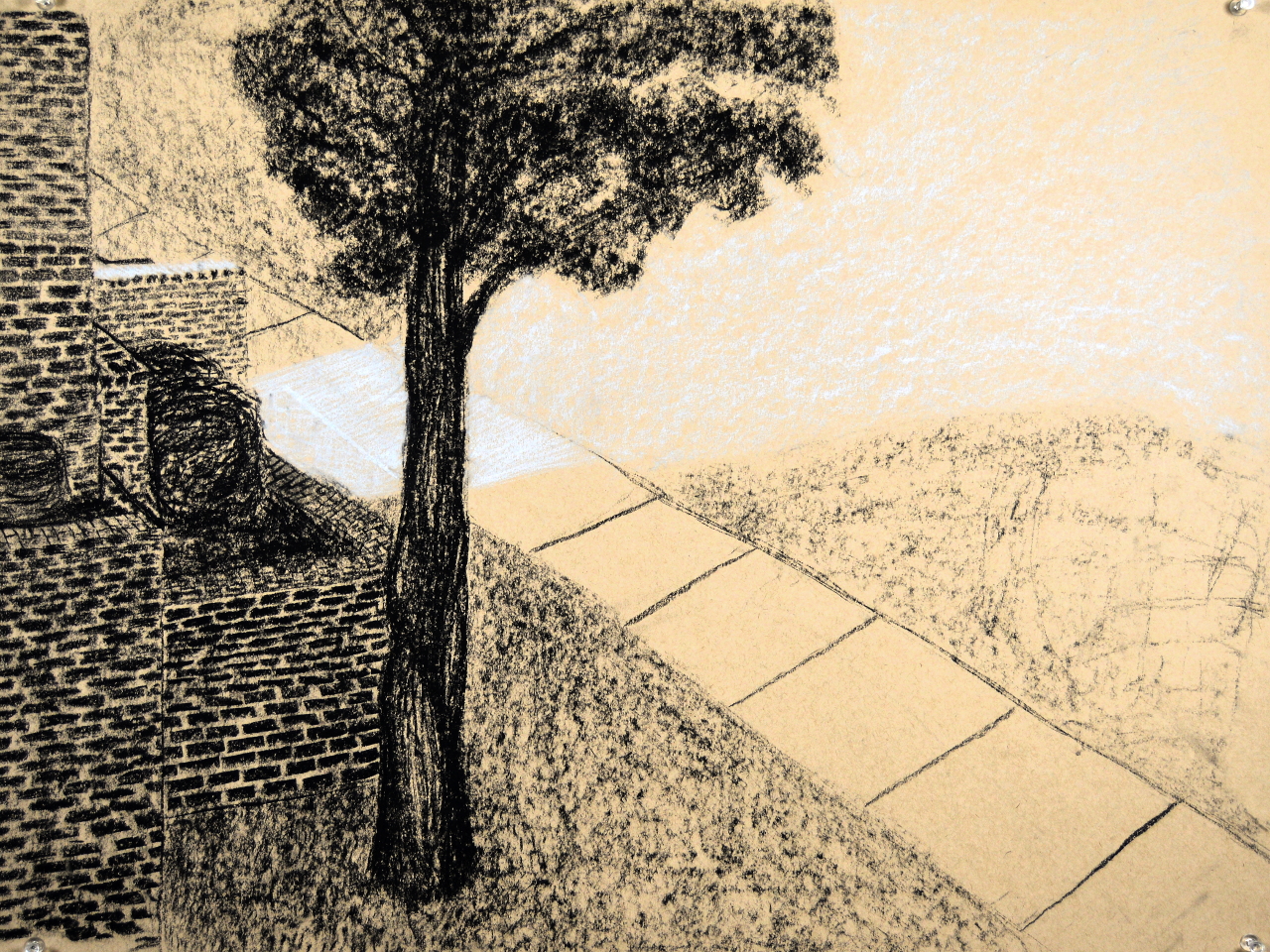 Drawing 2: In-class Examples of Mark-making on Toned Paper