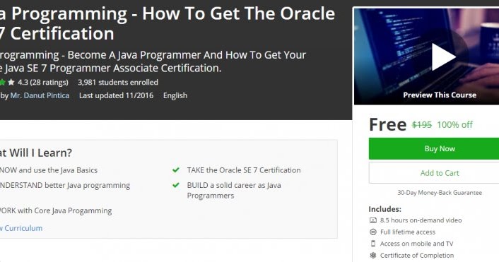 [100% Off] Java Programming - How To Get The Oracle SE 7 Certification ...