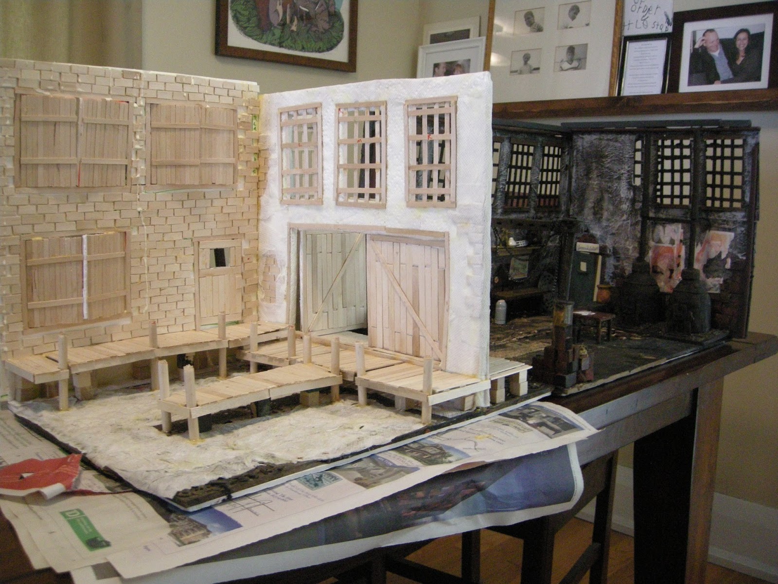 ANY HOW TOWN: Popsicle Stick Docks, popsicle stick buildings