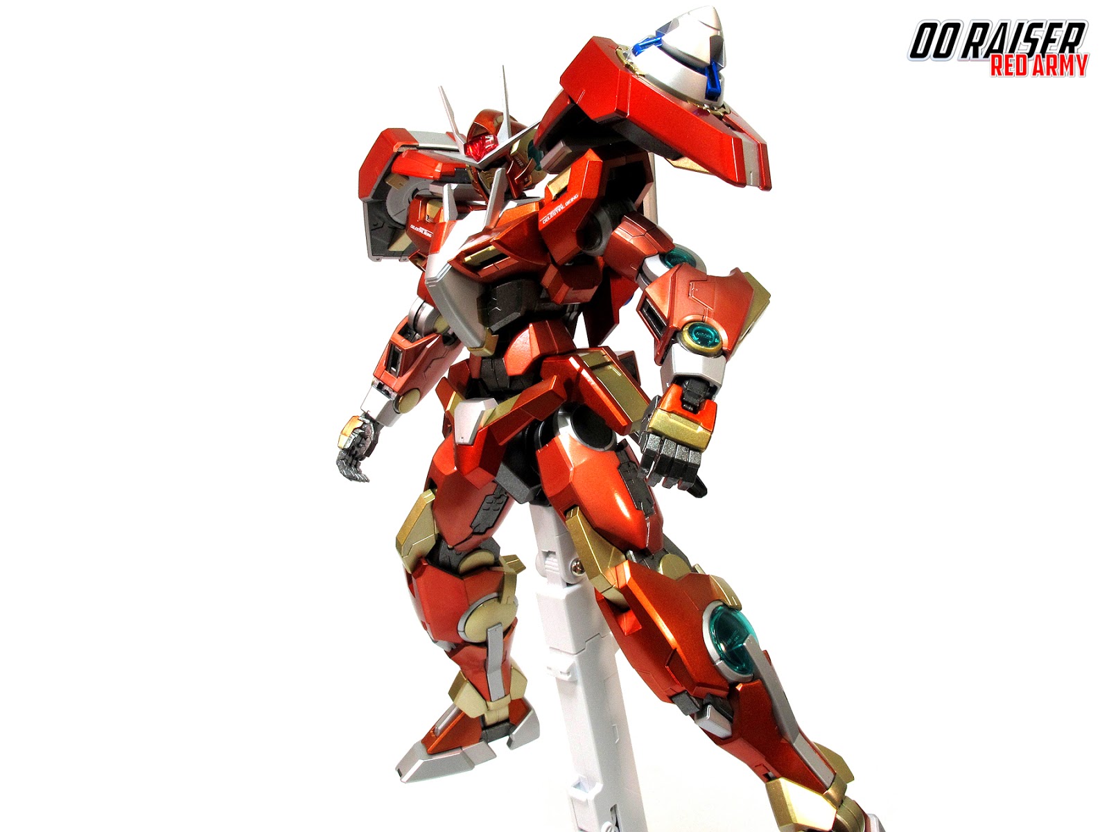 GUNDAM GUY: MG 1/100 GN-0000 + GNR-010 00 Raiser [Red Army] - Painted Build