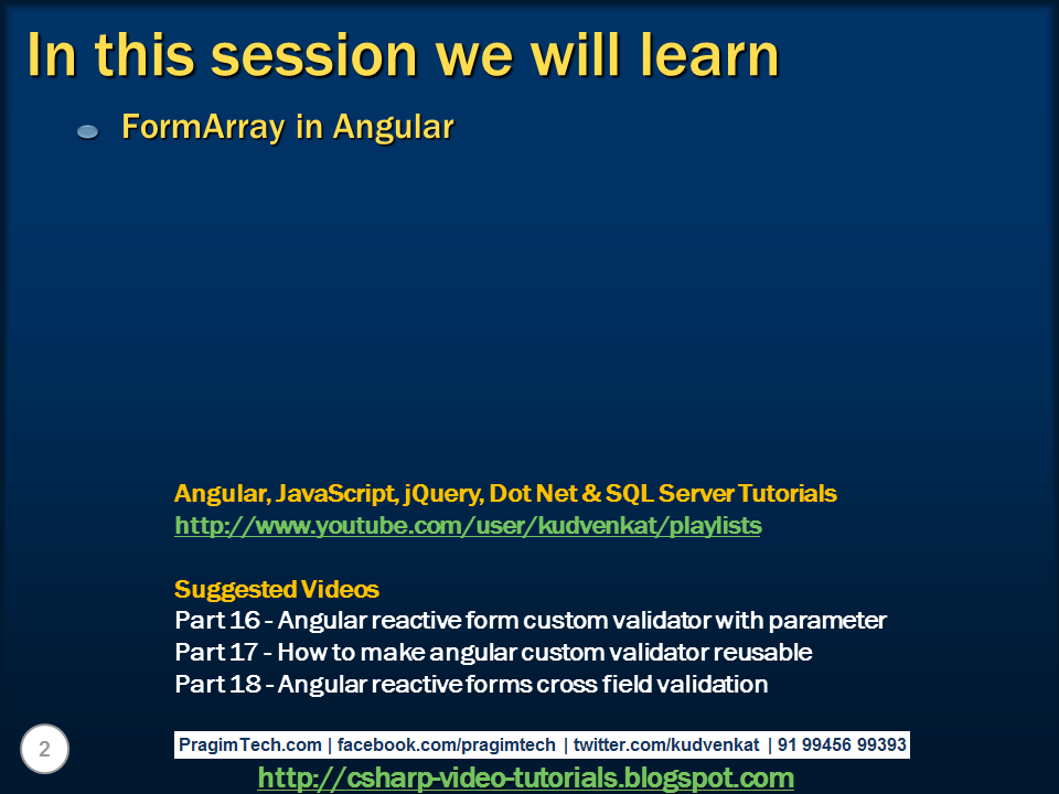Sql Server Net And C Video Tutorial Angular Formarray Example Slides