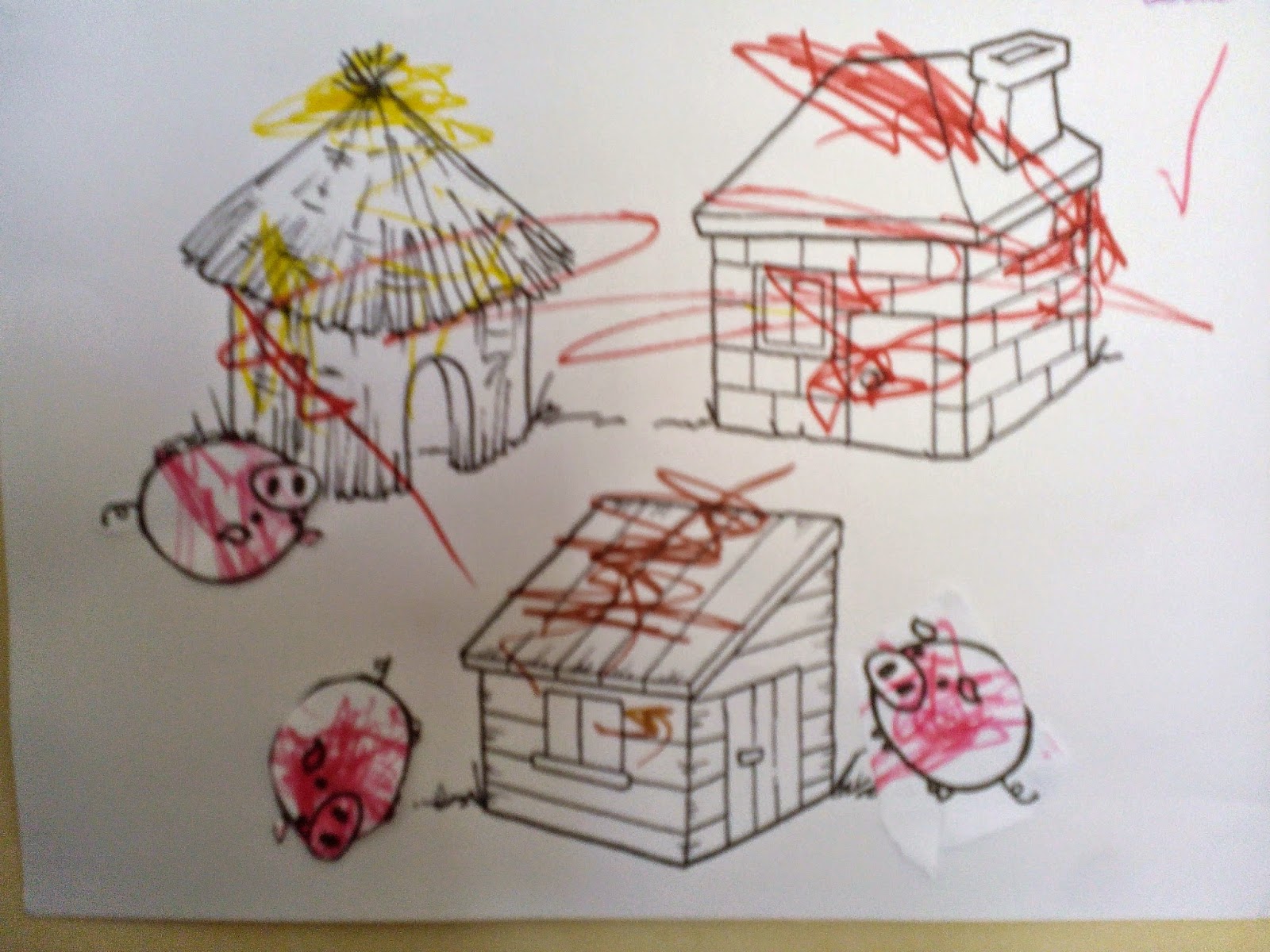 fripouilles et gribouilles: Collage les trois petits cochons