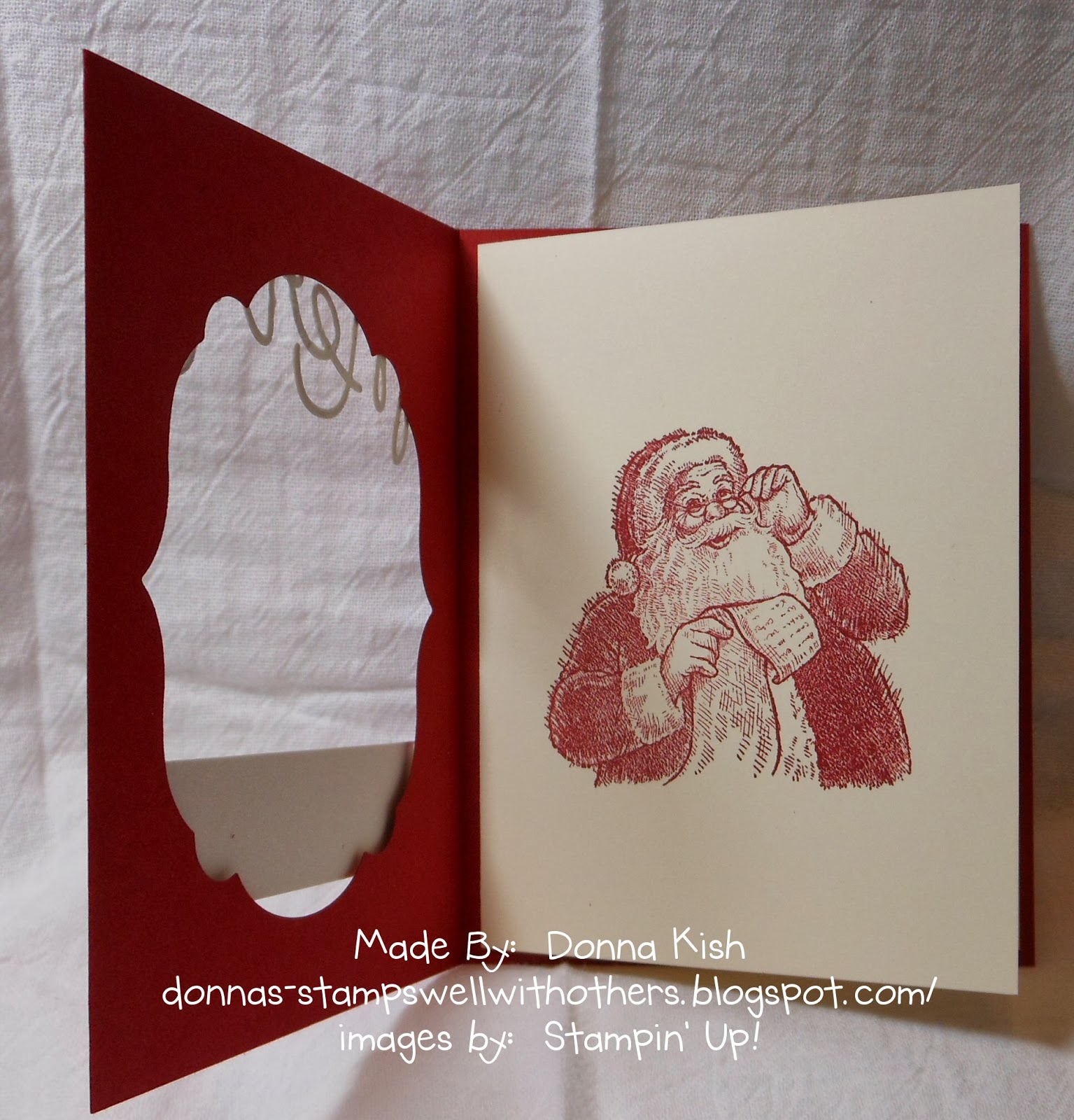 Stamps Well With Others: Label Framelit Window Card - Santa's List