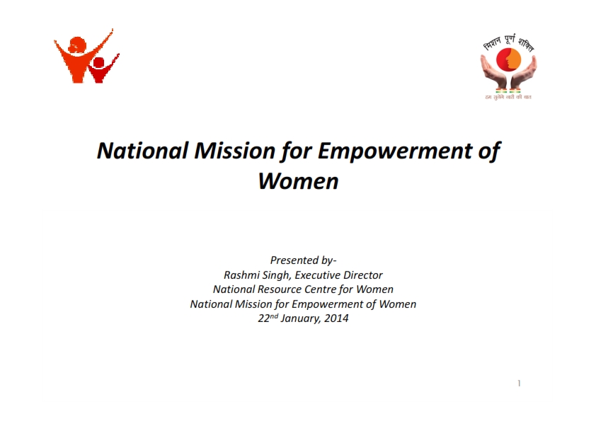 WDCWORKSHOPPART2: PPT National Mission for Empowerment of Women