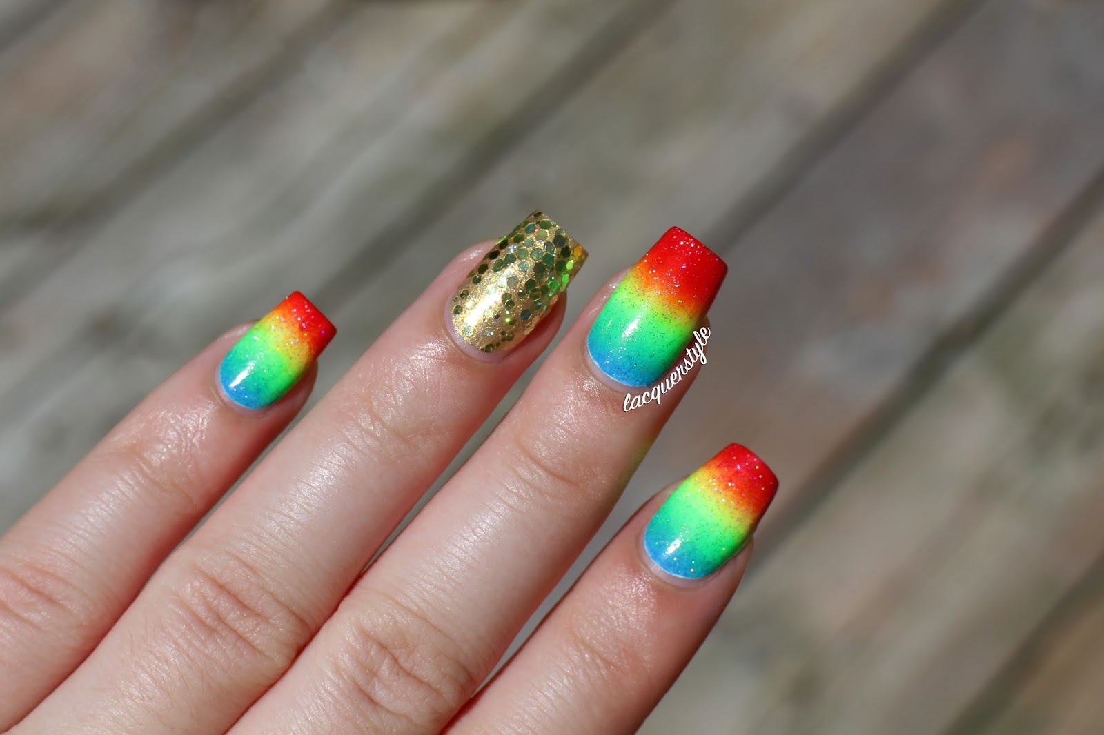 Lacquerstyle.com: Rainbow Gradient Nails + Tutorial!