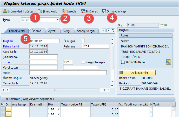 FI Modülünde Müşteri Faturalarının Girişi (FB70) | SAP Muhasebe