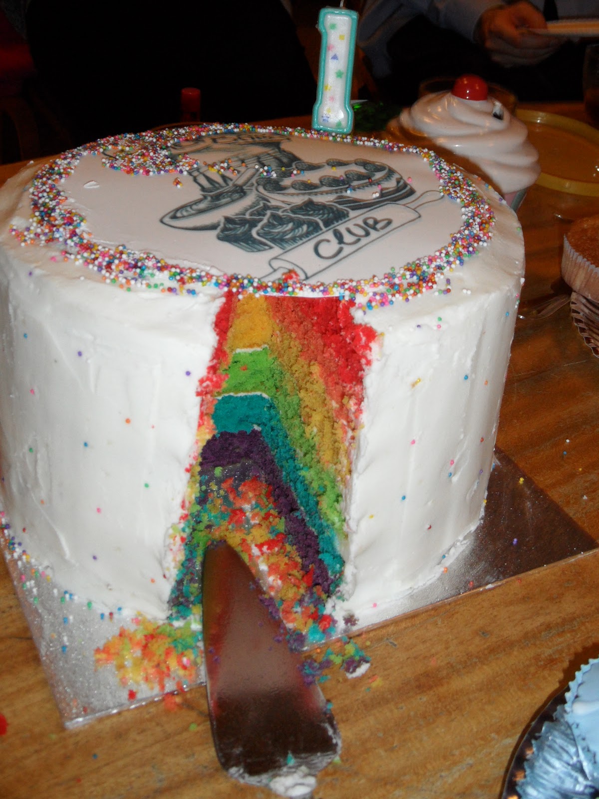 Cambridge Cake'n'Bake Club: Stacey's Rainbow Birthday Cake (of doom!!)