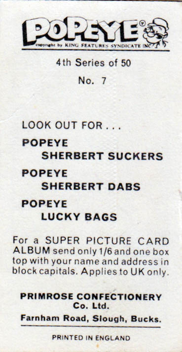 BLIMEY! The Blog of British Comics: POPEYE Sweet Cigarette Cards (1960s)