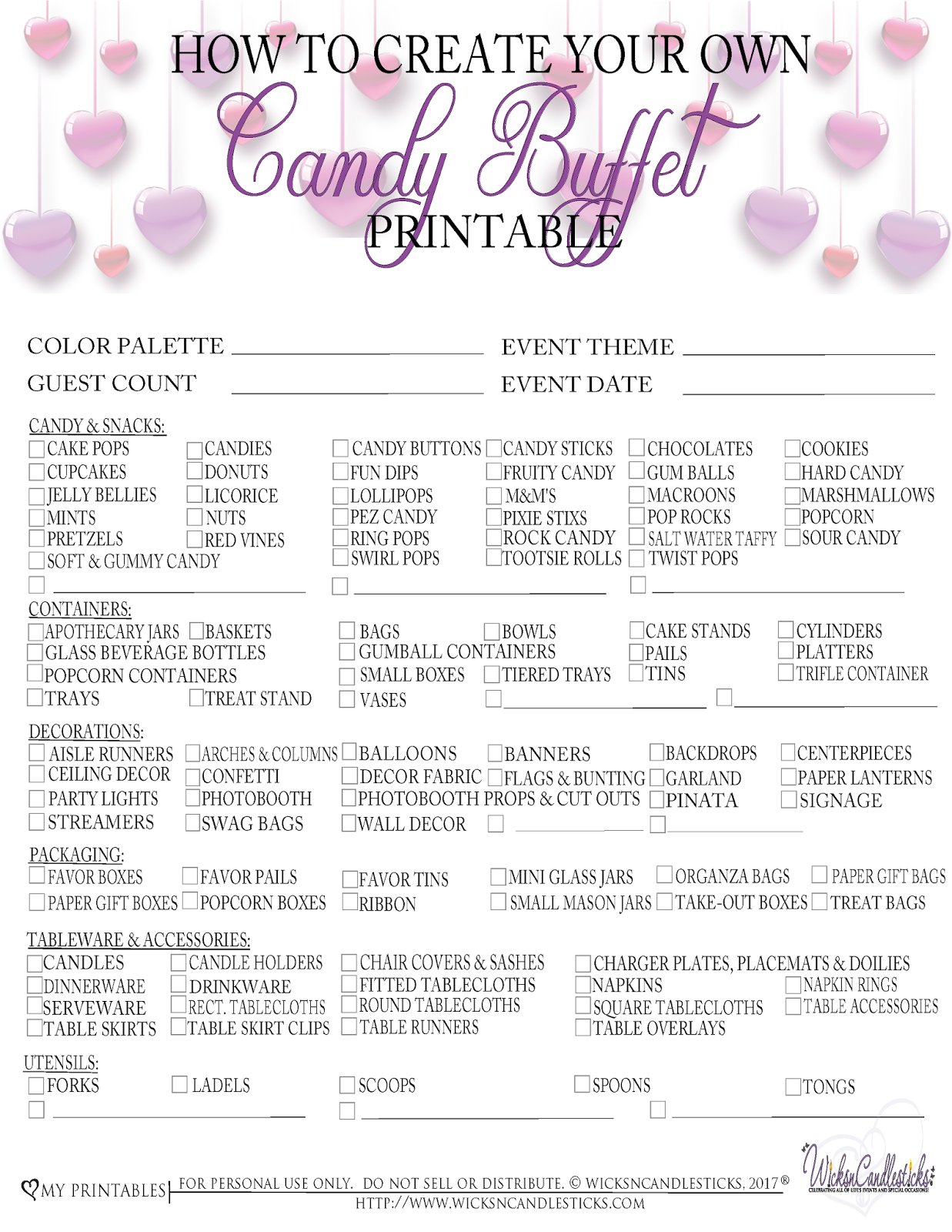 WicksnCandlesticks : Must Have Printable When Creating Your Candy Buffet