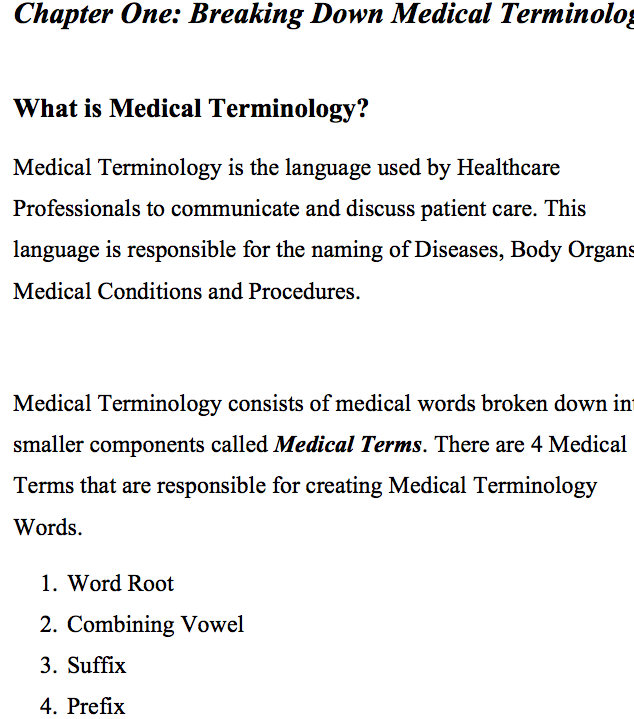 Easy Medical Terminology : Free Chapter One From 3 Day Medical ...