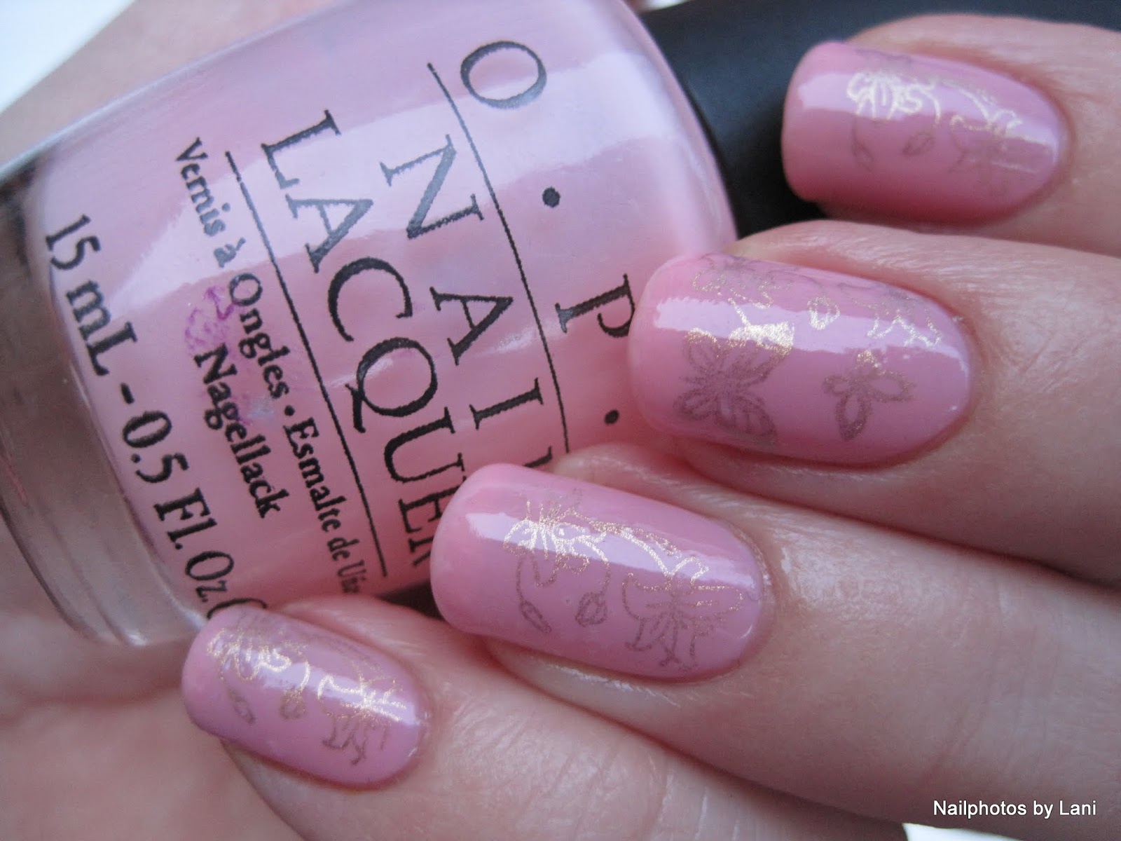 Nailphotos by Lani: Go Pink Wednesday- OPI Heart Throb and subtle stamping