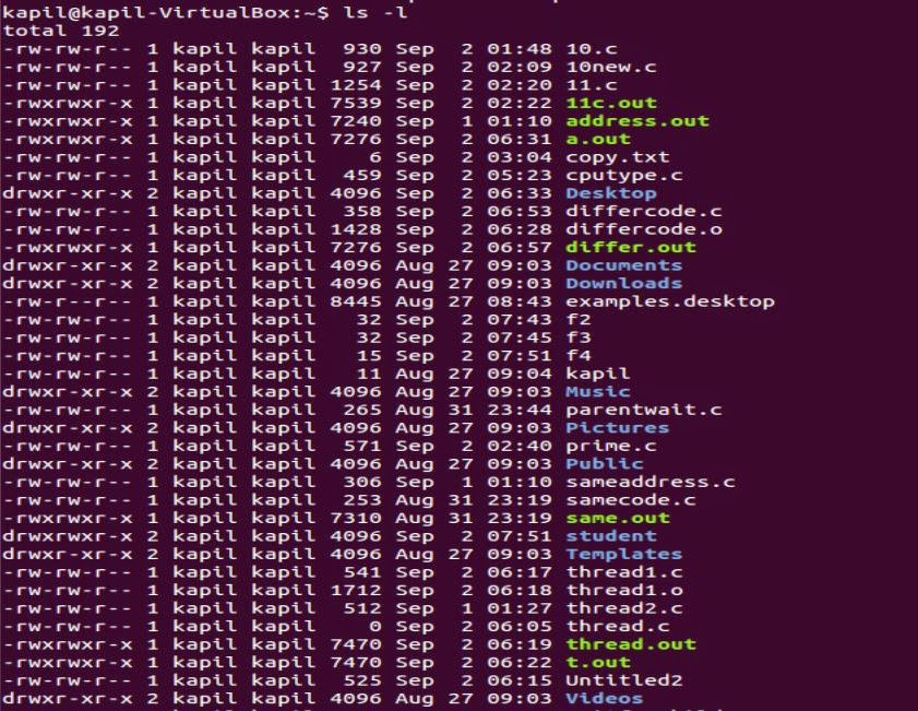 DU CS Lectures: ls with options such as –l, -s, etc