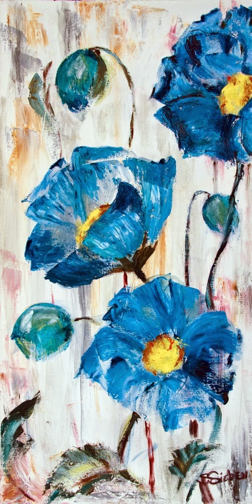 Still Life Artists International: Blue Poppies, Original Floral ...