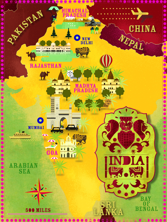 Pin by Natalia Kerr on Map Illustration | India map, Illustrated map ...