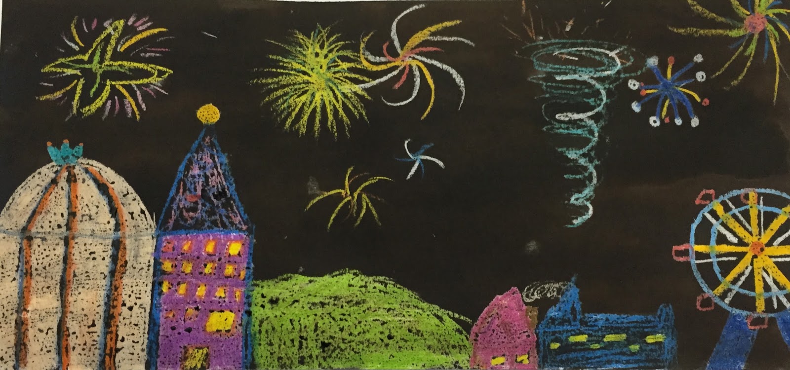 Susan's Art Club: Wax Resist Firework Paintings Featuring Edinburgh ...