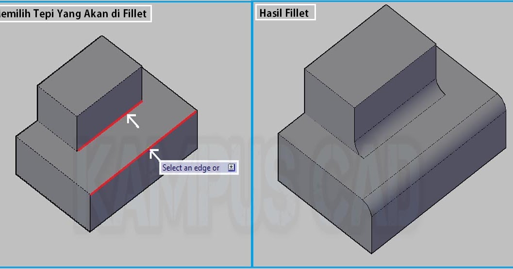 CARA MENGGUNAKAN FILLET PADA OBJEK SOLID 3D