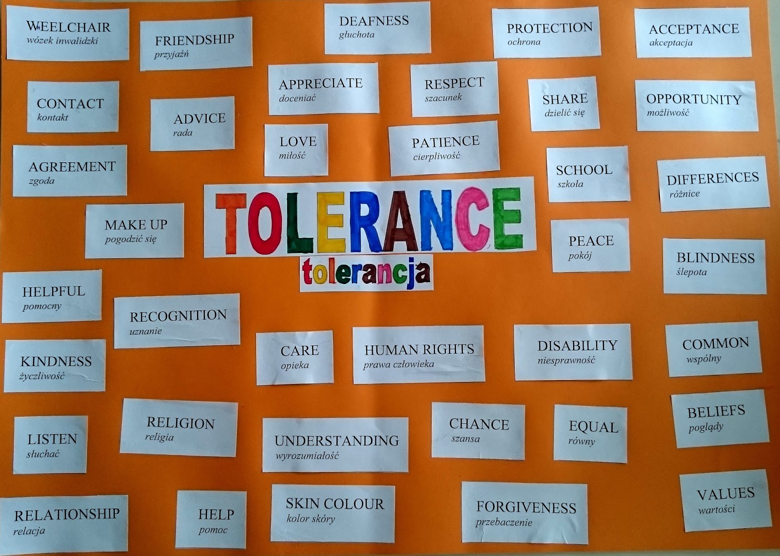 Project inTOLERANCE: TOLERANCE mind map (PL)
