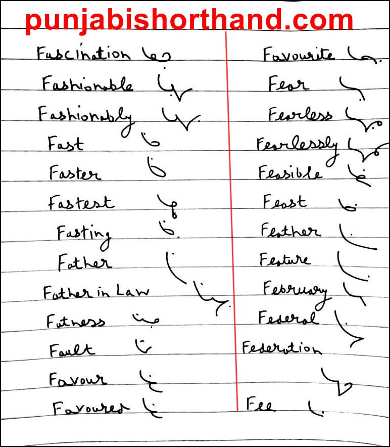 English Shorthand [F] Alphabet Outlines