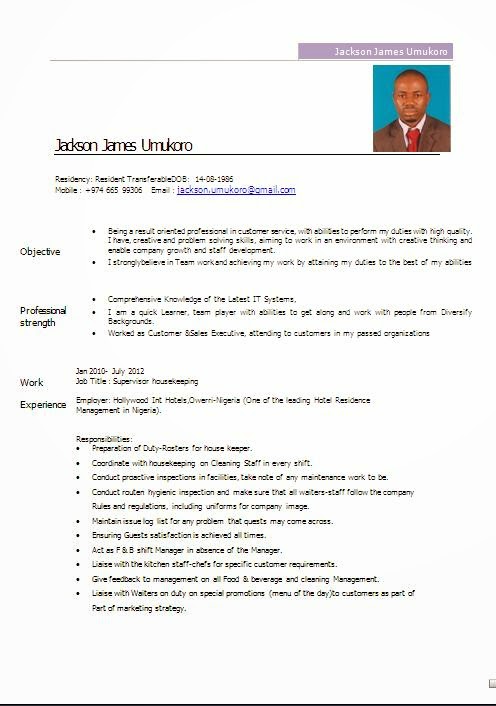 Latest Cv Format In Nigeria | Resume Template Example - Resumes Cv