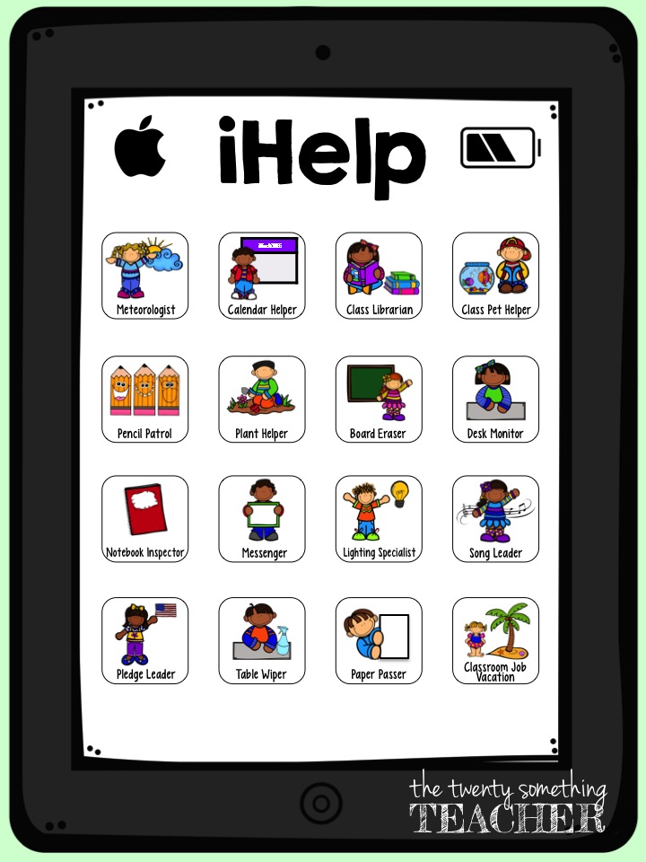 The Twenty Something Teacher: New iHelp Classroom Jobs Bulletin Board