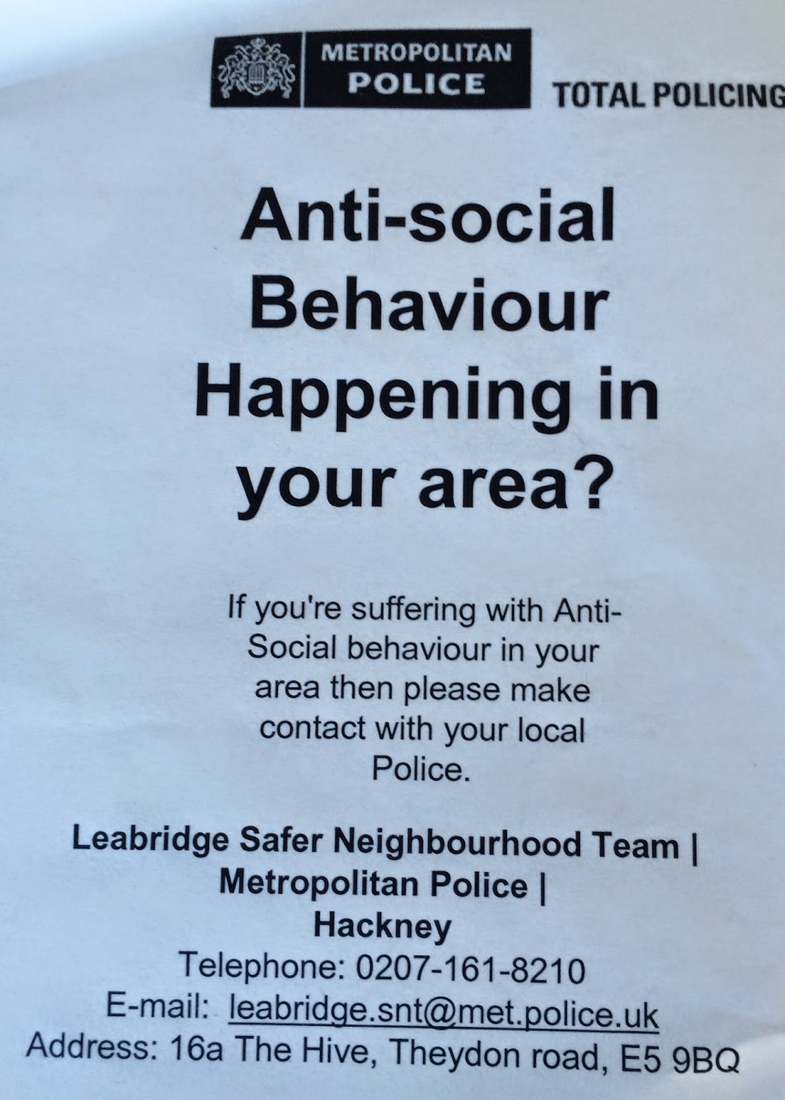 millfields: anti-social behaviour happening in your area?