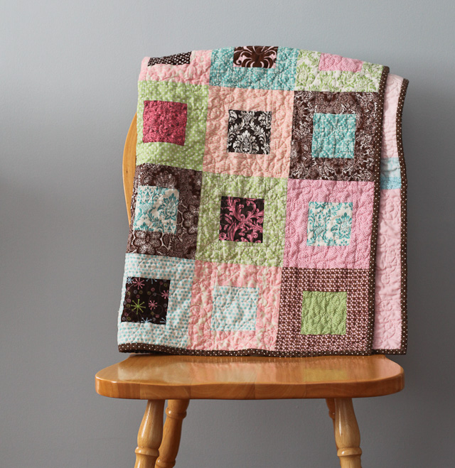 Blue is Bleu: Squares In Squares Baby Quilt