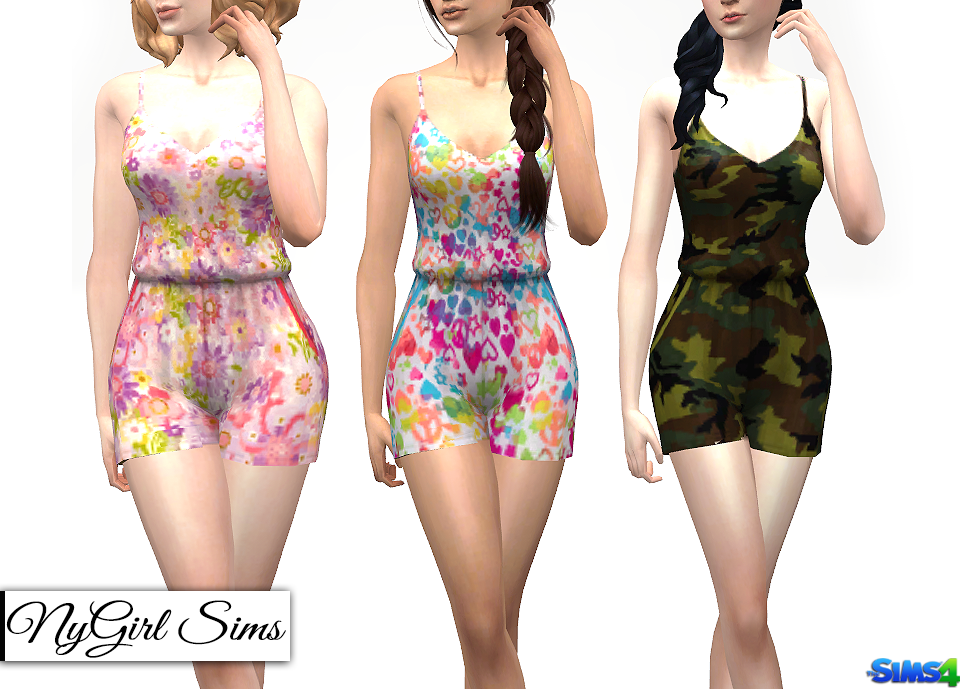 NyGirl Sims 4: Open Back Pocket Romper in Prints