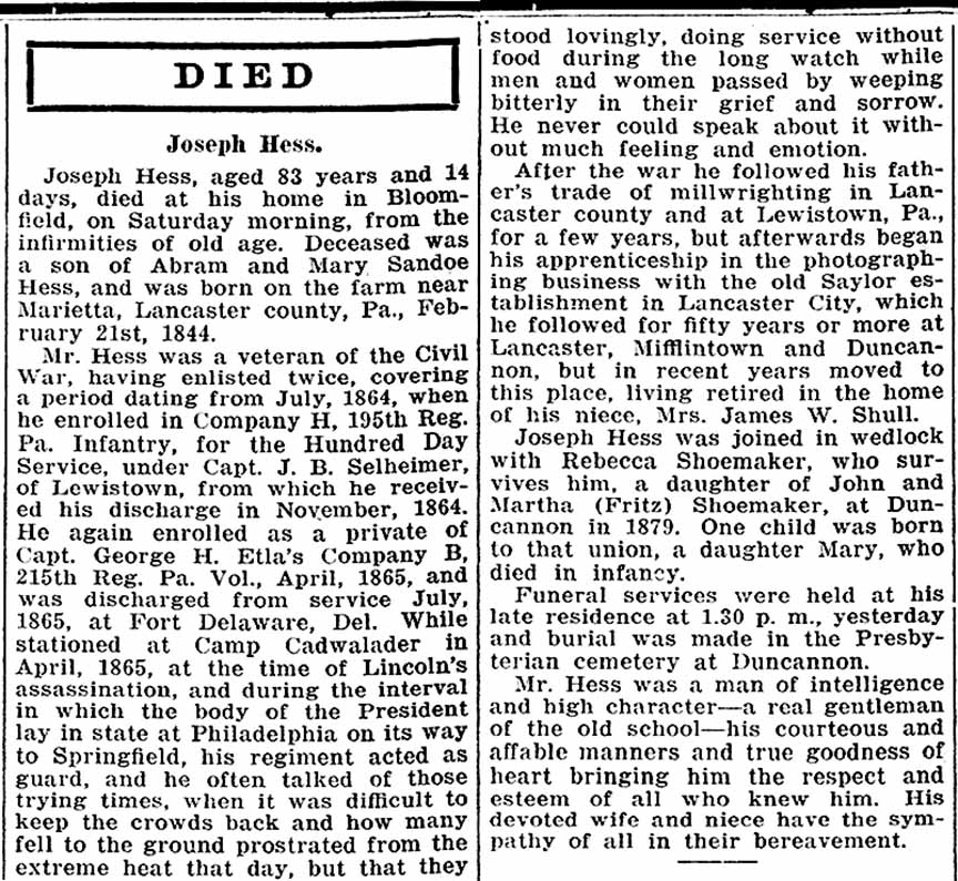 Cabinet Card Photographers: Joseph Hess