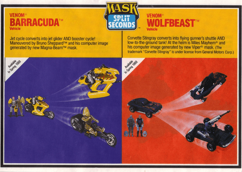 1988 Kenner Action Toy Guide Showcased M.A.S.K. 'Split Seconds' Series