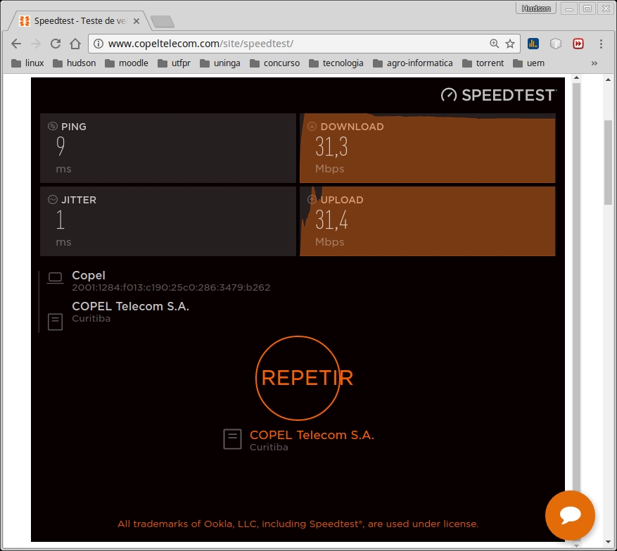 Prof. Hudson Souza: Velocidade da internet via Terminal com Speedtest-cli