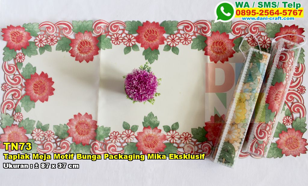Taplak Meja Motif Bunga Packaging Mika Eksklusif | Souvenir Pernikahan