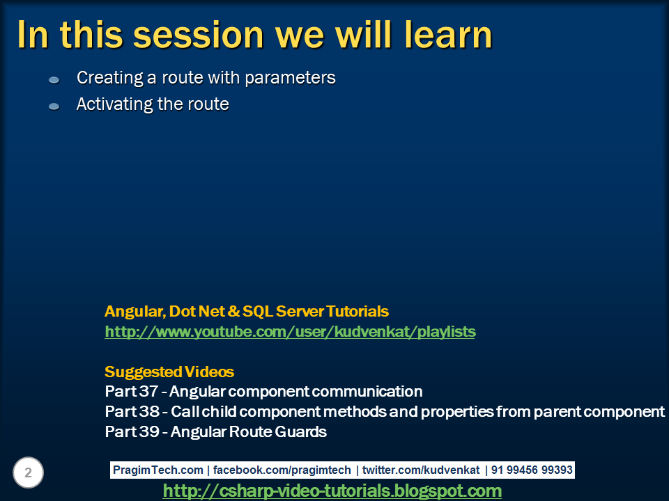 Sql Server Net And C Video Tutorial Angular Route Params Slides