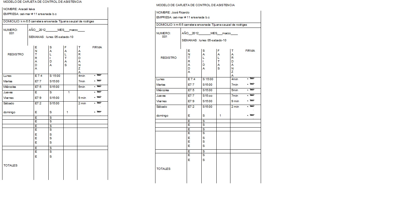 oficina documantacion administrativa: MODELO DE TARJETA DE CONTROL DE ...