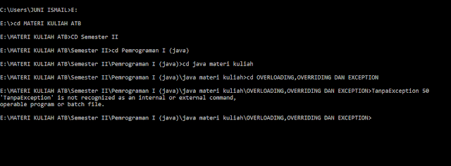 Laporan Praktikum 6 OVERLOADING,OVERRIDING,DAN EXCEPTION. - Kelas Pemrograman