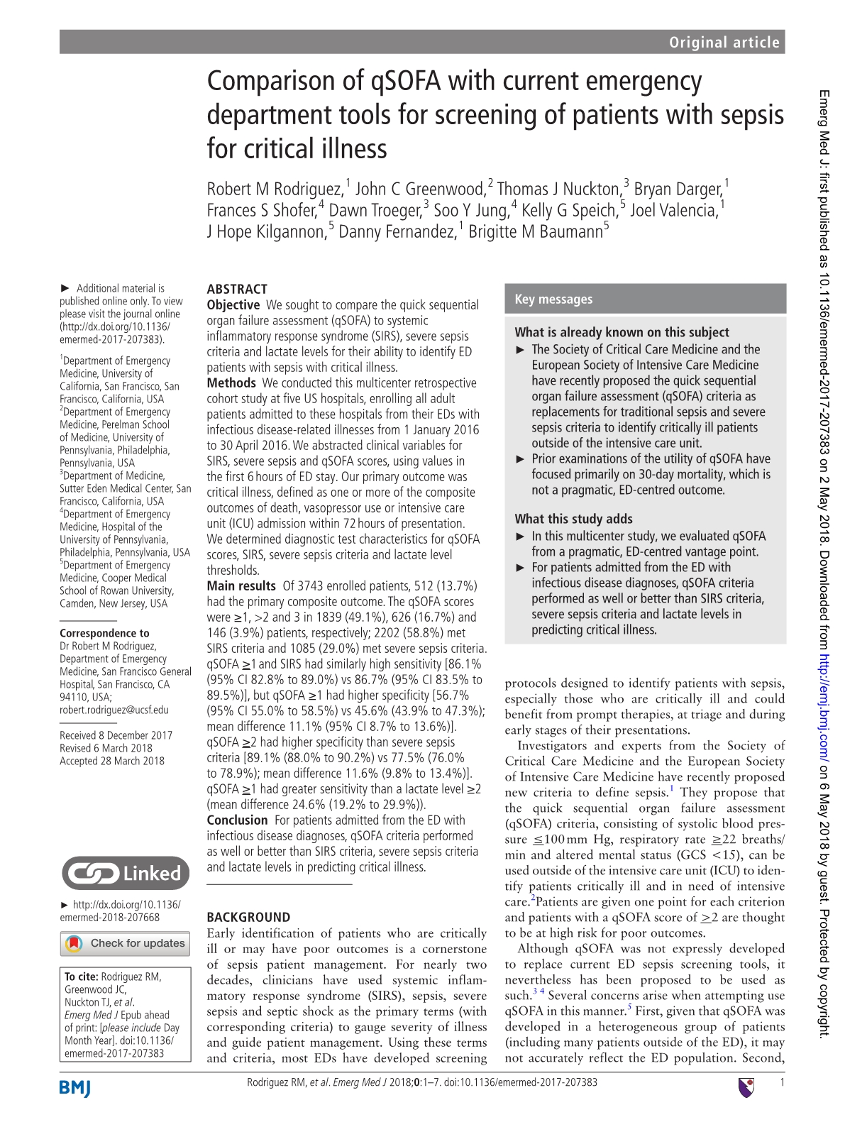 Laboratorio deTerapia Intensiva: Comparison of qSOFA with current ...