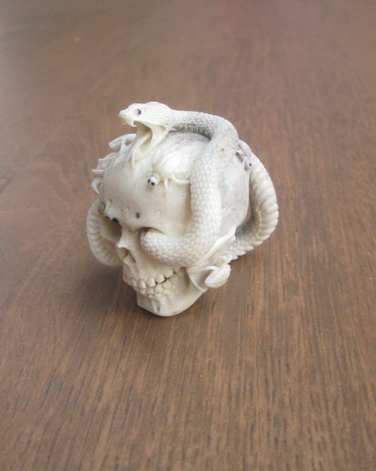 Snake Insect Skull Carving in Elk Antler I, Really Amazing and Qualtiy ...