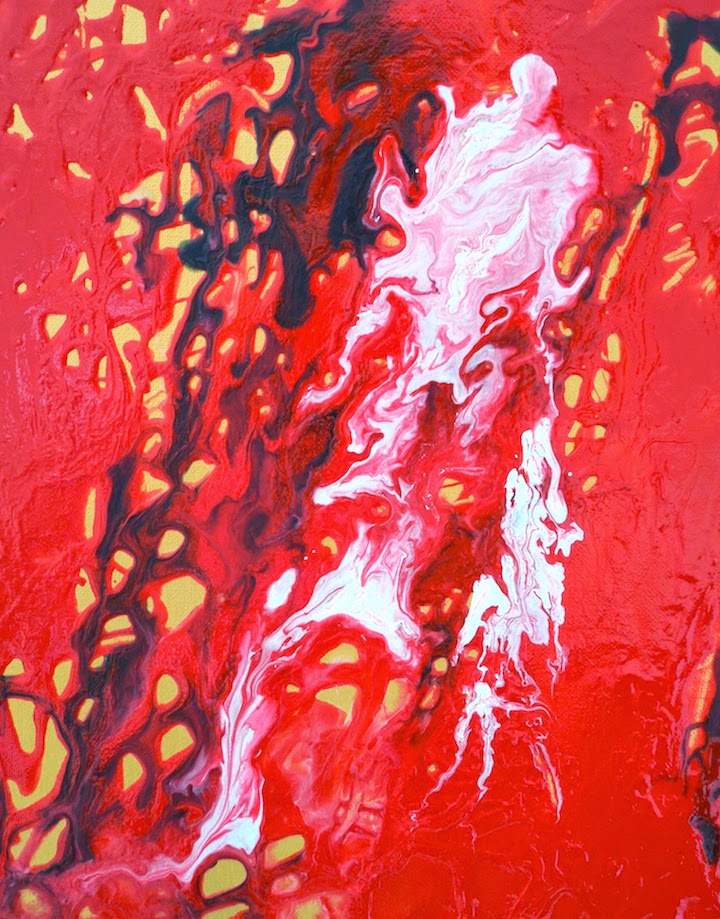 Carmen Beecher: Ghost Dance, 8x10 Abstract Painting, Oil on Canvas, Red ...