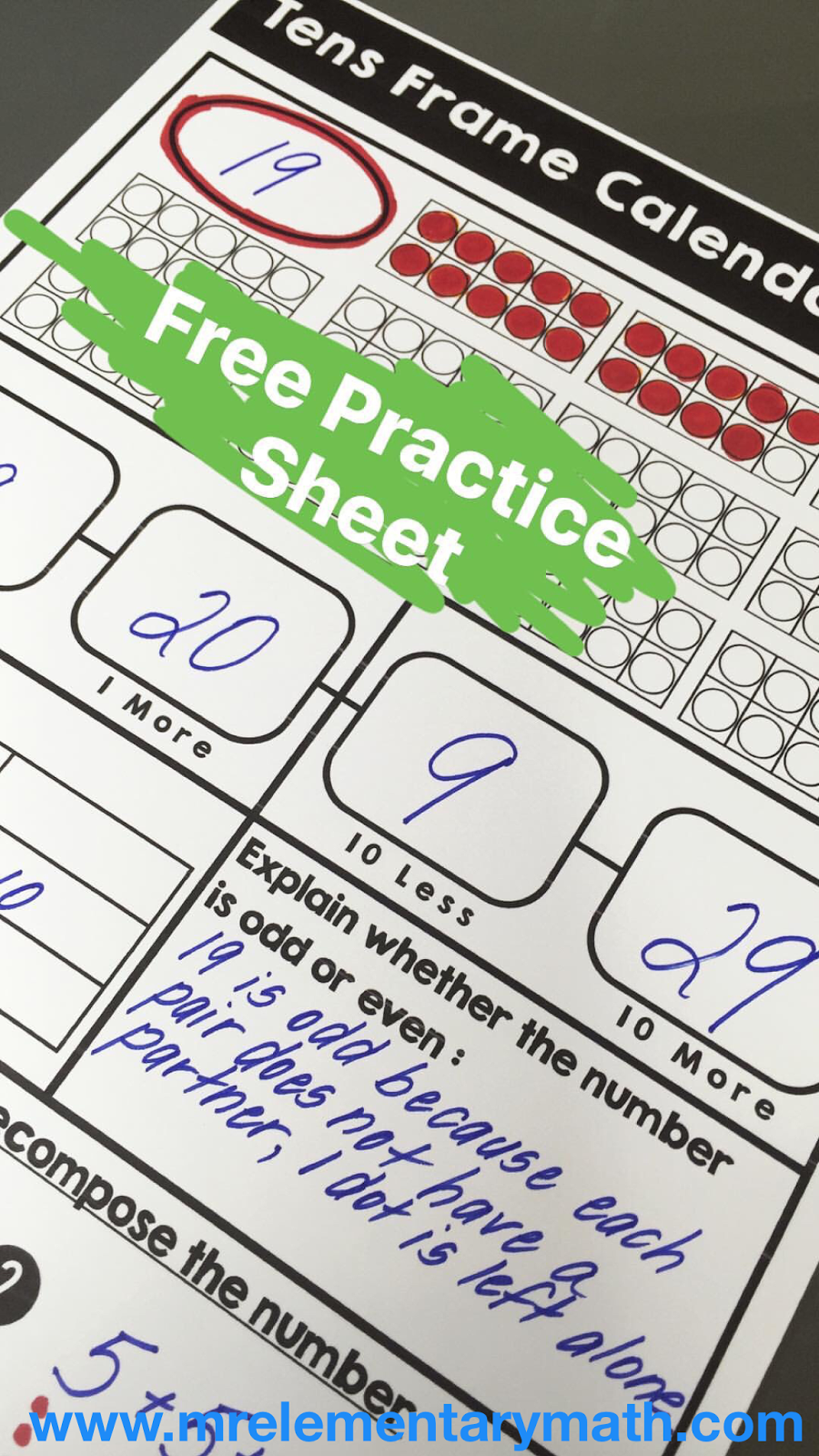 Ten Frame Calendars - A New Twist on Calendar Time - Mr Elementary Math