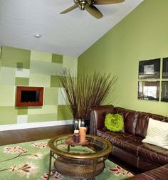 Salas modernas en verde y marrón - Colores en Casa