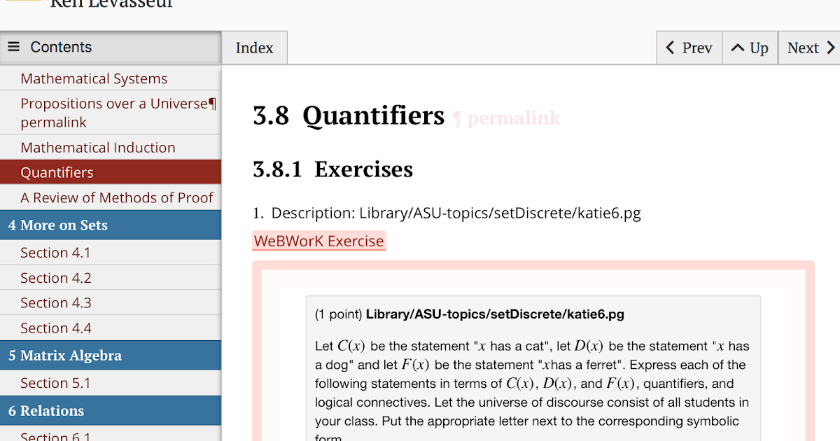 Applied Discrete Structures: Version 3.3, WeBWork collection