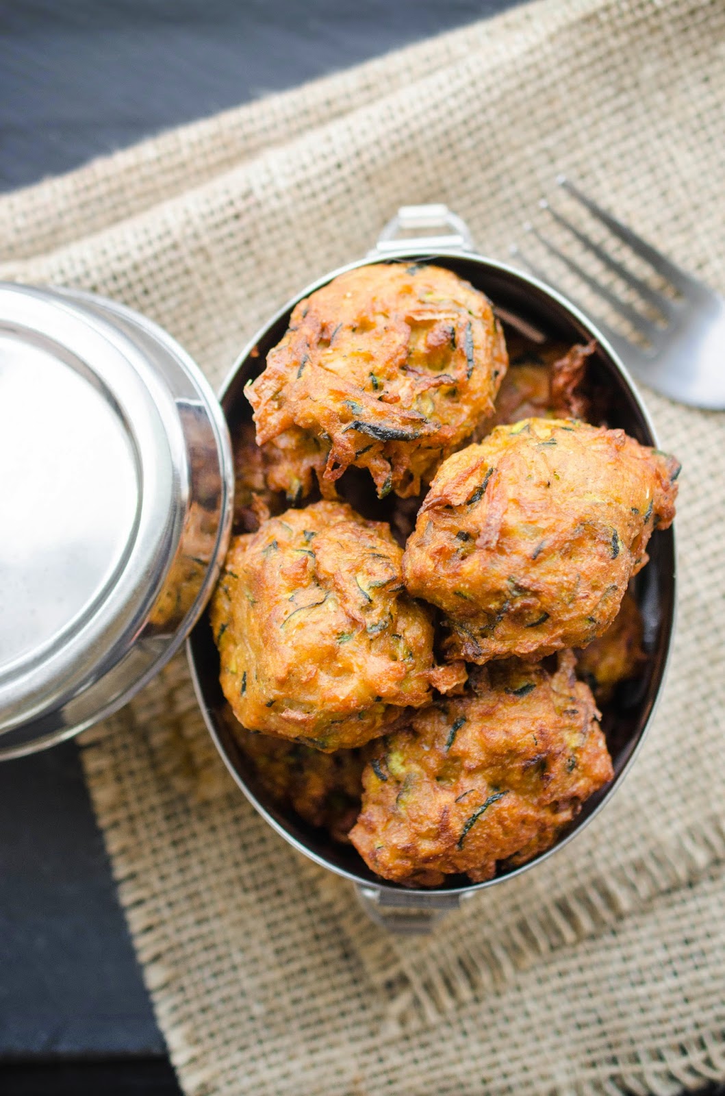 Zucchini and Onion Bhajis (Indian Spiced Zucchini and Onion Fritters or ...