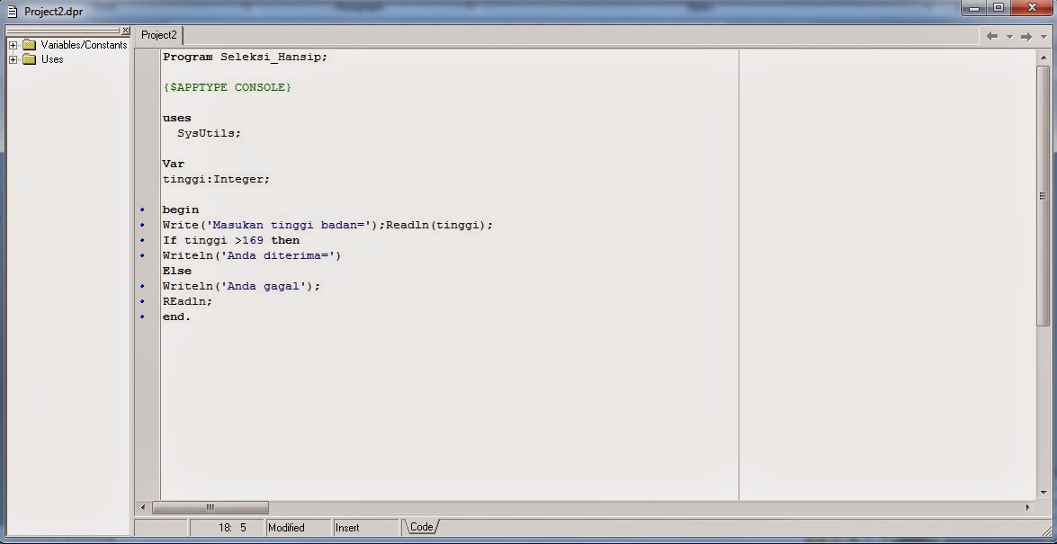 WF Wulandari: CONTOH SCRIPT DASAR PEMBUATAN PROGRAM PADA DELPHI 7 (Part 2)