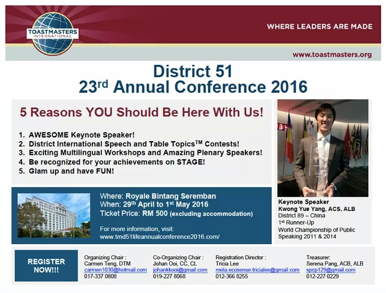Taiping Toastmasters Club: TOASTMASTERS DISTRICT 51 ANNUAL CONFERENCE ...