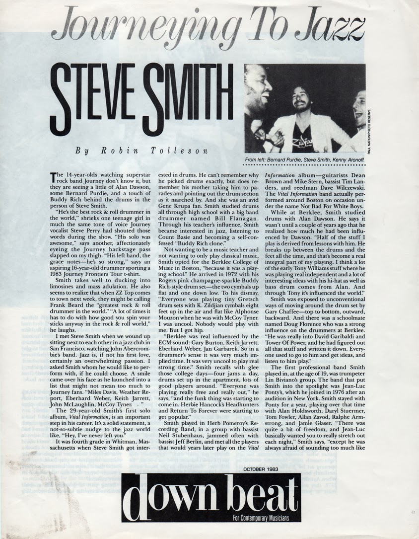 WHEEL IN THE SKY: Steve Smith Journeying to Jazz