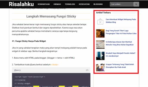 Cara Membuat Widget Melayang Pada Sidebar Blog - Risalahku