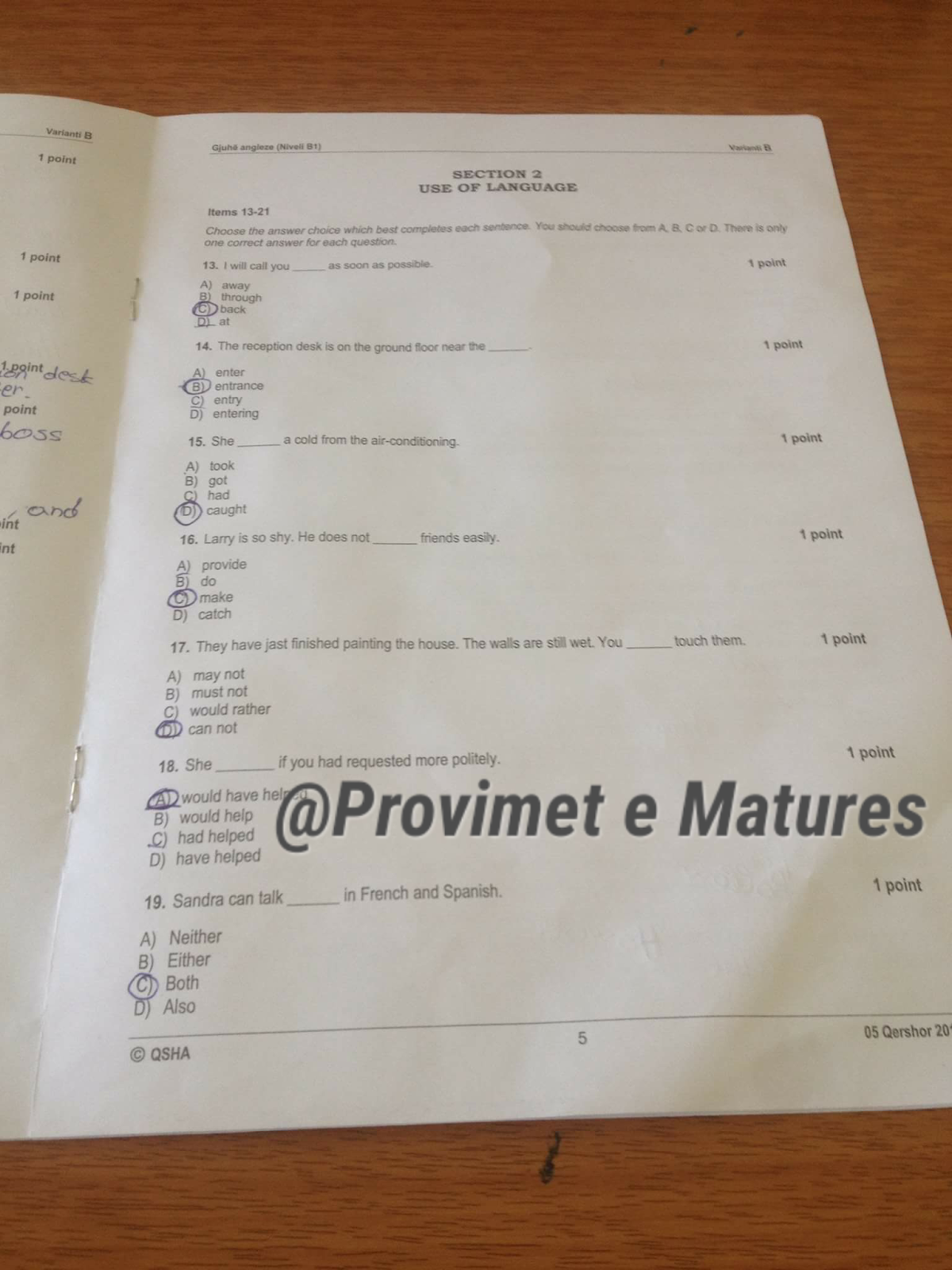 Provimet me zgjedhje ~ Provimet e Matures nder vite